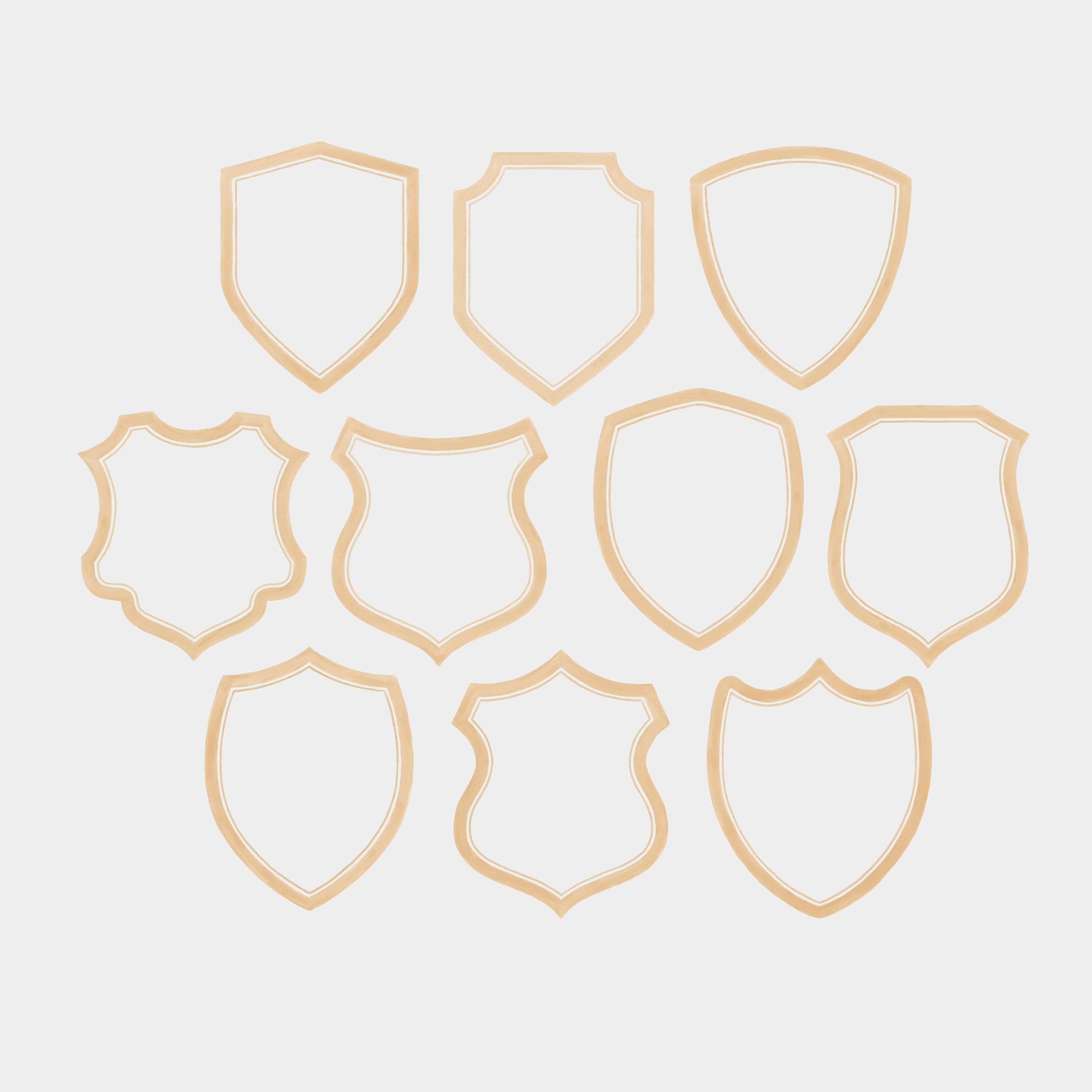 Watercolor Crest Frames Clipart - Hand-painted Shield PNG Frames for ...