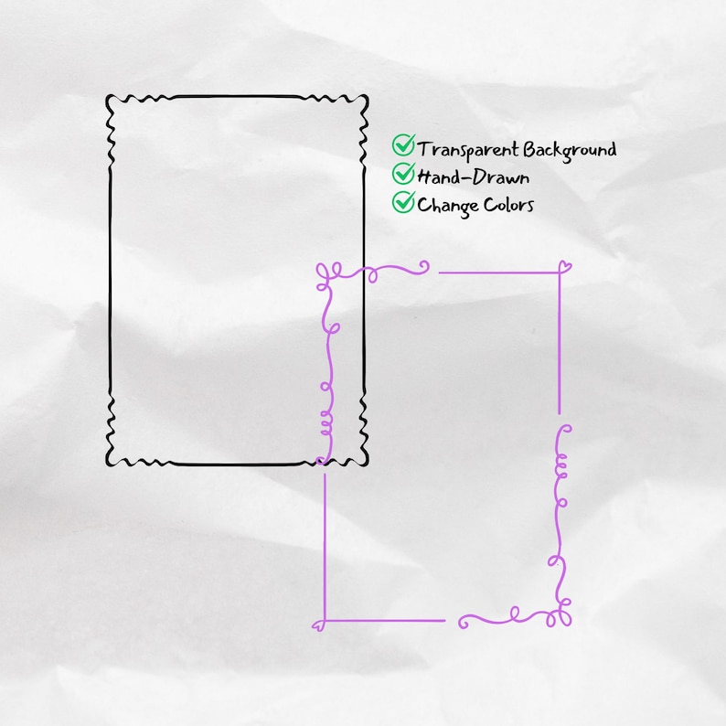 Hand-drawn Border Clipart Frames, Doodle Letter Frame (SVG, PNG) - Etsy