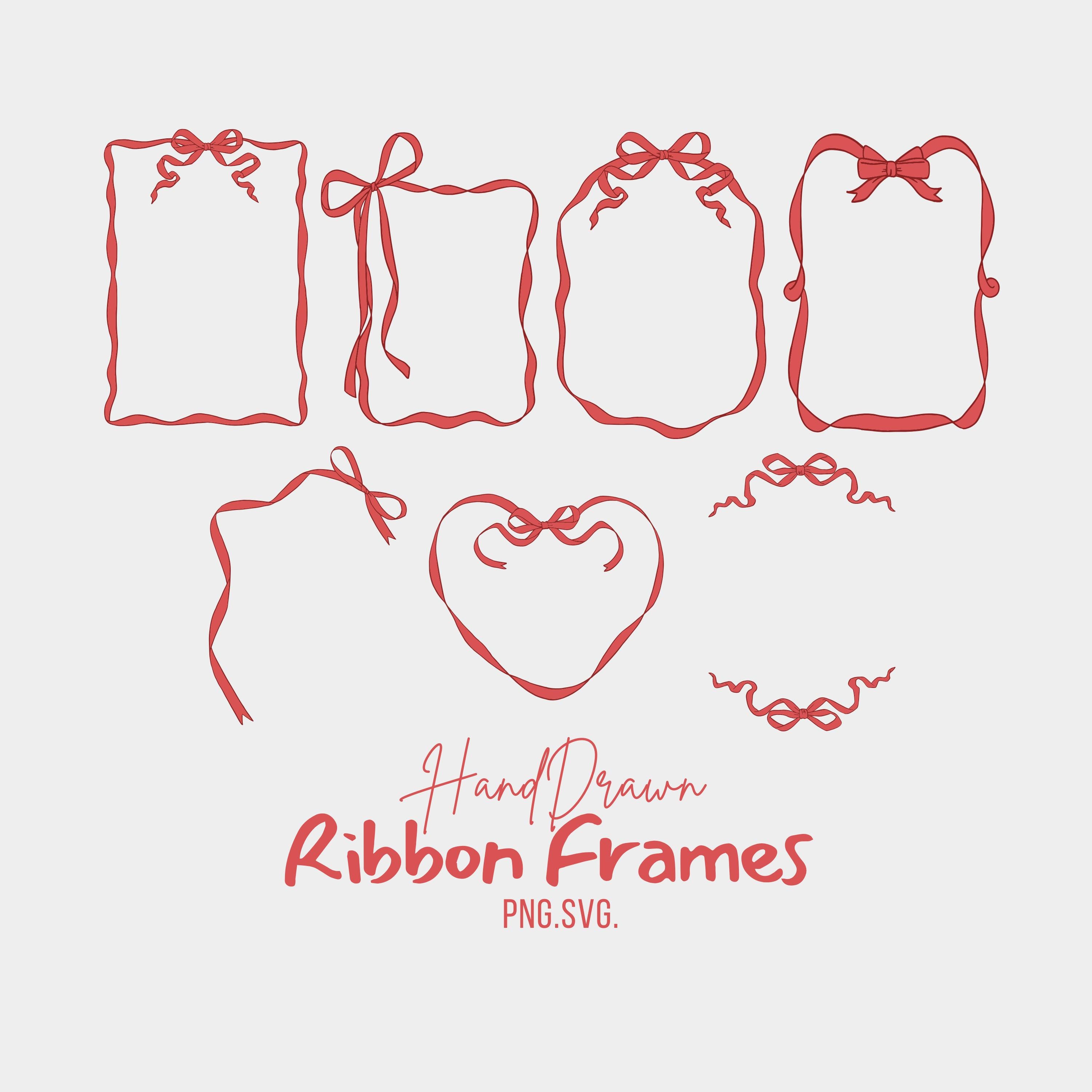 Hand Drawn Ribbon Frames Set | Coquette Elements | Border Icons ...