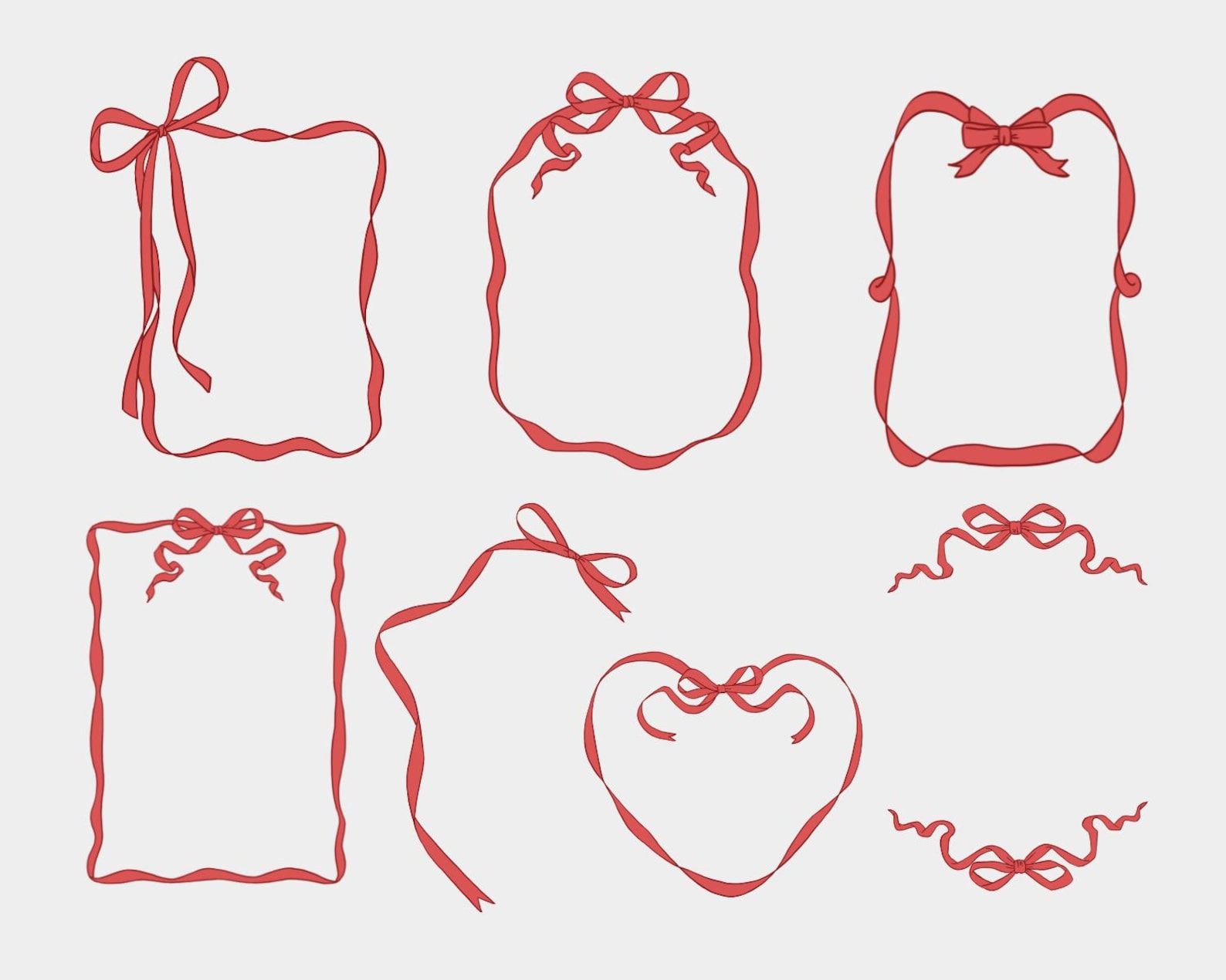 Hand Drawn Ribbon Frames Set | Coquette Elements | Border Icons ...