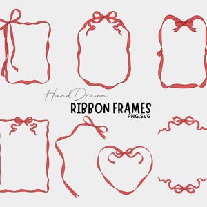 Hand-drawn Ribbon Frames Clipart: Elegant DIY Icons (PNG, SVG) - Etsy