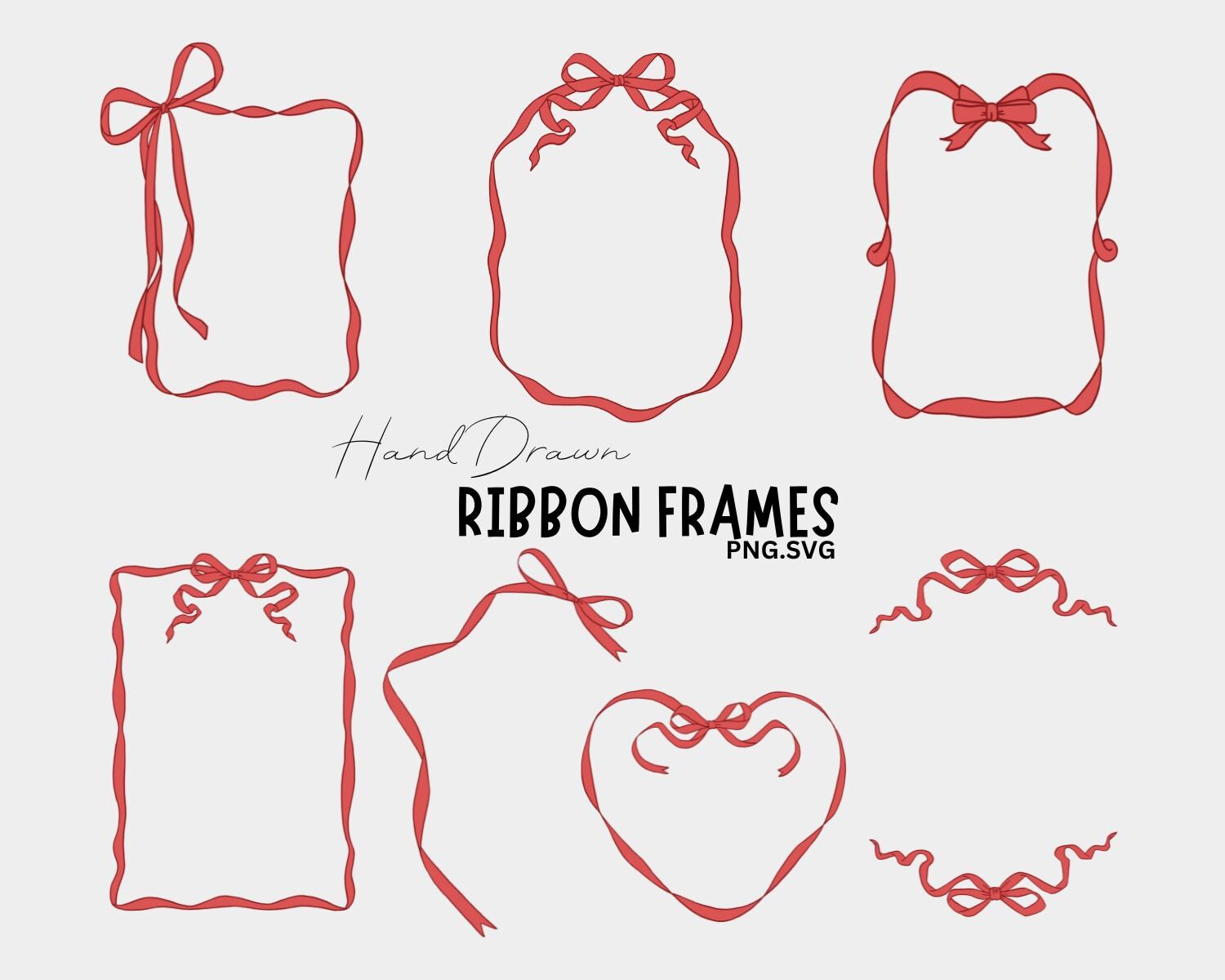 Hand Drawn Ribbon Frames Set | Coquette Elements | Border Icons ...