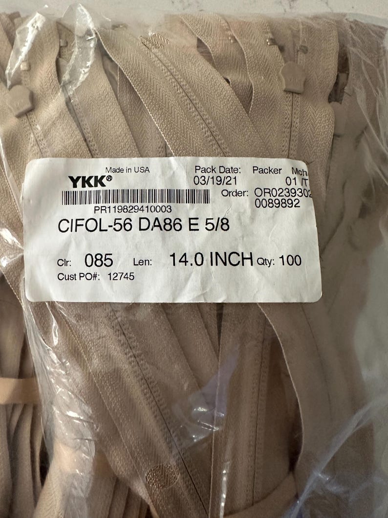 Zippers - Ykk Cif-56 DA86 E 5/8 Pack/100. Tan, Brown or Black - Etsy
