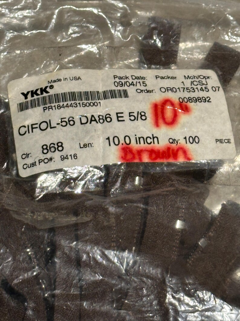 Zippers - Ykk Cif-56 DA86 E 5/8 Pack/100. Tan, Brown or Black - Etsy