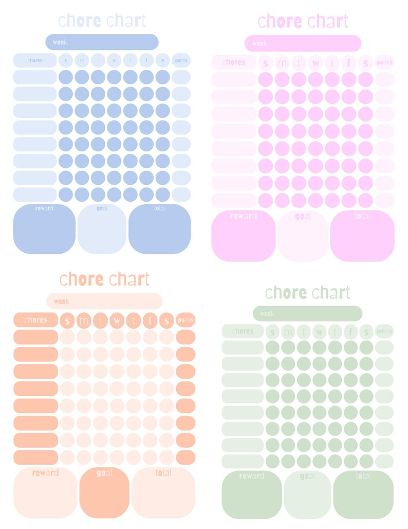 Point Based Chore Chart - Multiple Colors - Etsy