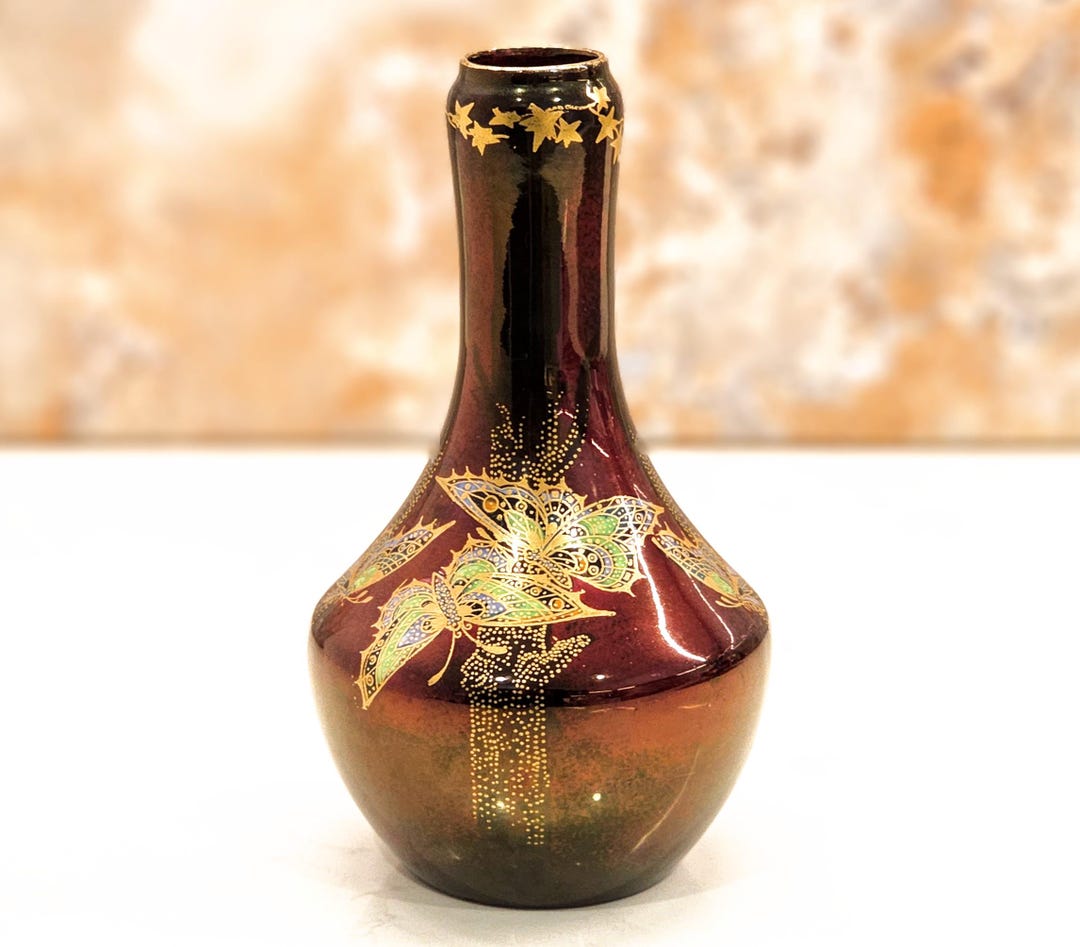 Rare 1920s Crown Devon Fieldings Sylvan Lusterine 'rouge Royale' Gilded ...