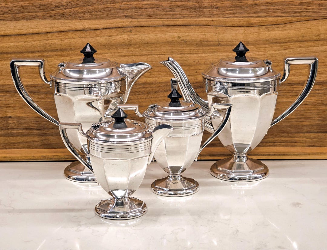 Rare Vintage Art Deco Lewbury (tilbury & Lewis) Silver Plated Coffee ...