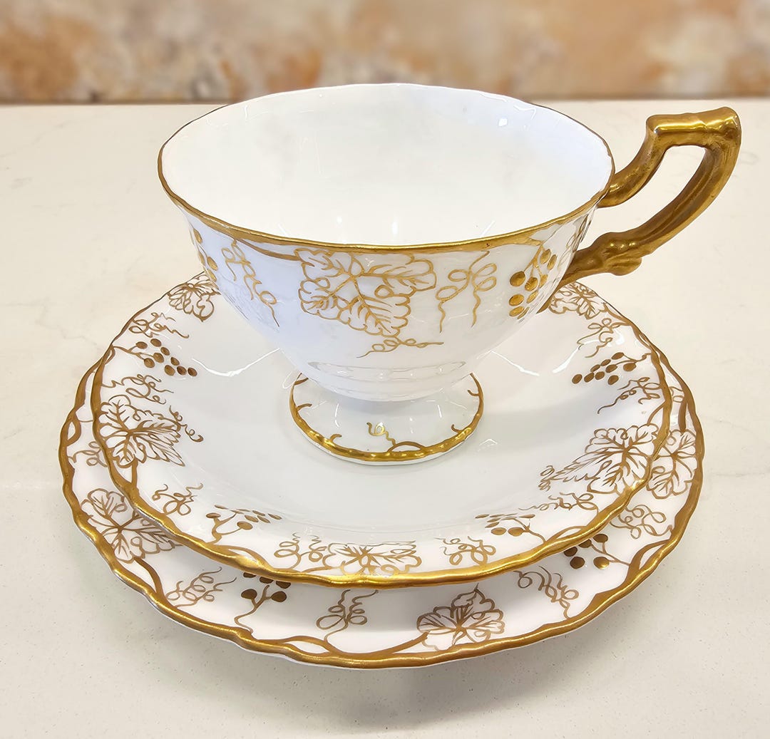 Royal Crown Derby Rare, Vintage Bone China Elegant 'vine' 2x Trios of ...