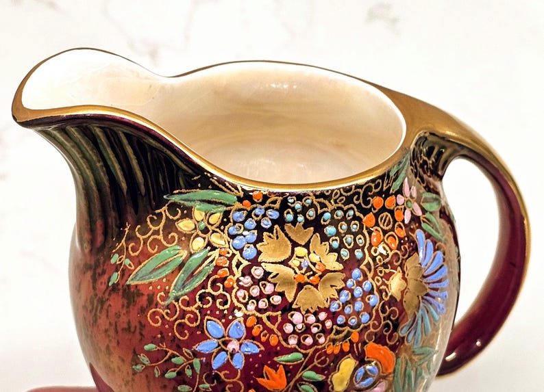 1930s Hand Enamelled Crown Devon Lustreware Creamer Jug Pattern# 5002 ...