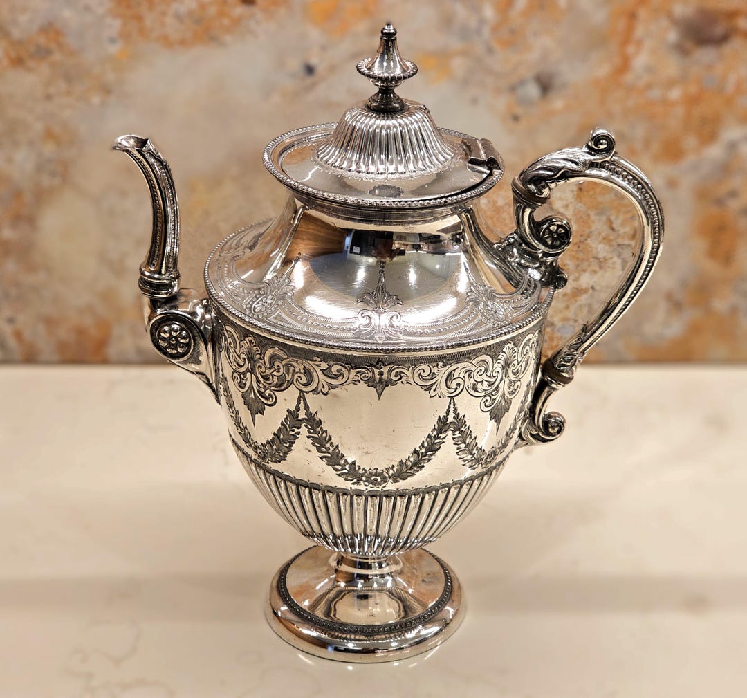 Rare Victorian 1851-1870 James Dixon Silver Plated Antique Coffee Pot (2790), Sheffield England ...