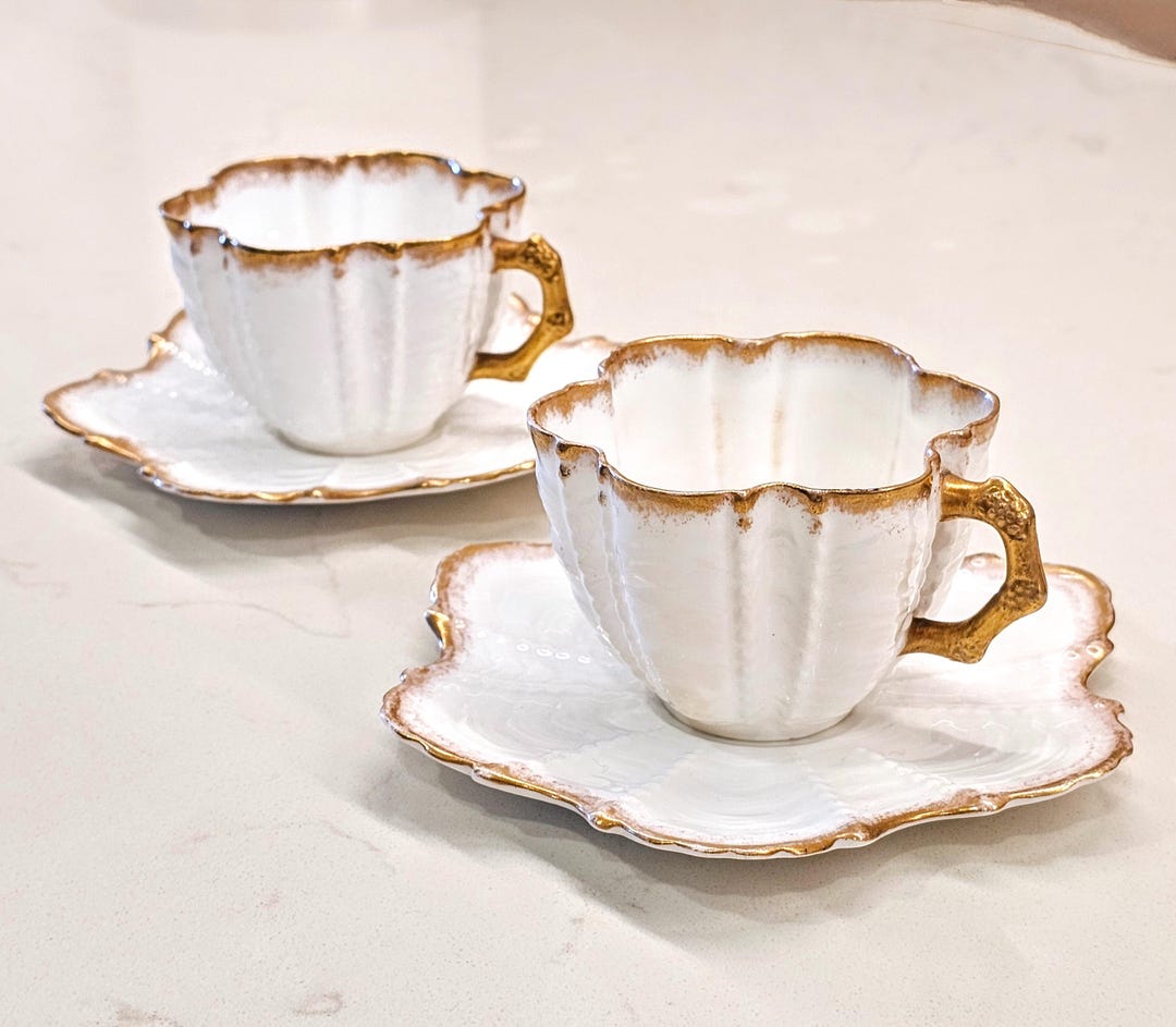 Rare 1890s Pre-shelley, Wileman Foley 2x White Gold Shell Cup & Saucer ...