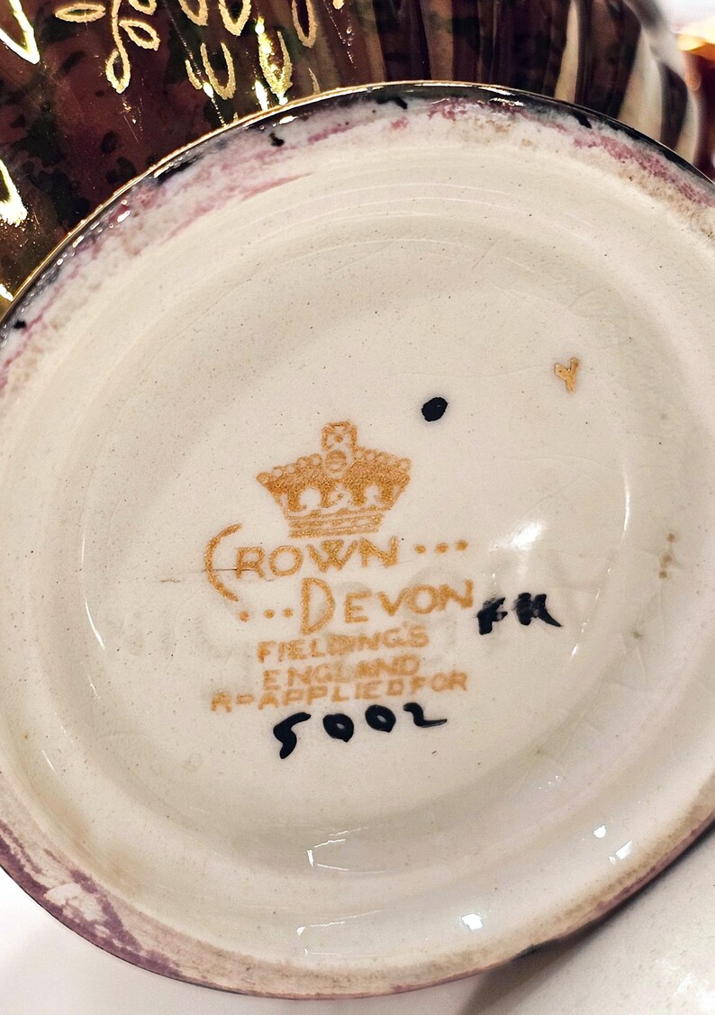 1930s Hand Enamelled Crown Devon Lustreware Creamer Jug Pattern# 5002 ...