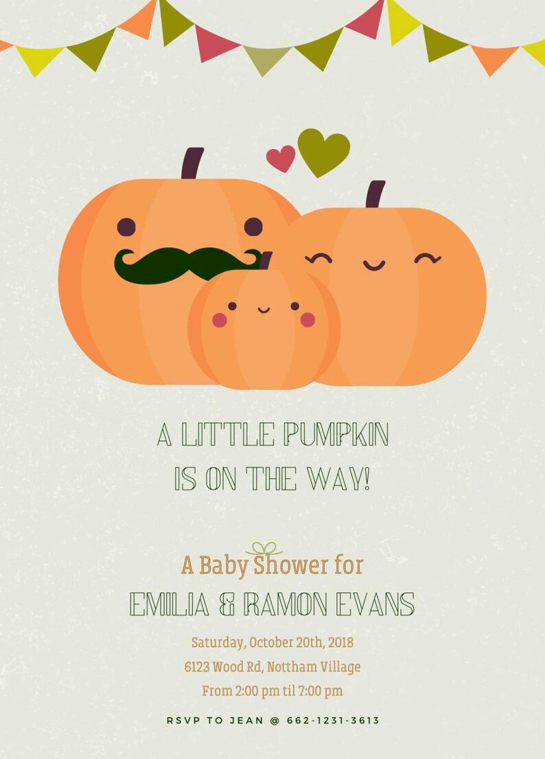 Little Pumpkin Baby Shower Invite Template 5x7 - Etsy