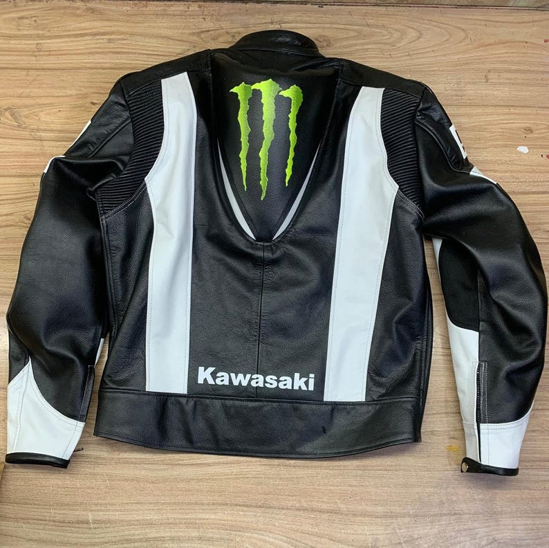Kawasaki Monster Energy Racing Team Motorcycle Riding Gear Cowhide ...