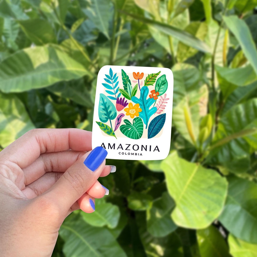 Amazon Rainforest Leaves Collage Sticker Jungle Decal Amazonia Sticker ...