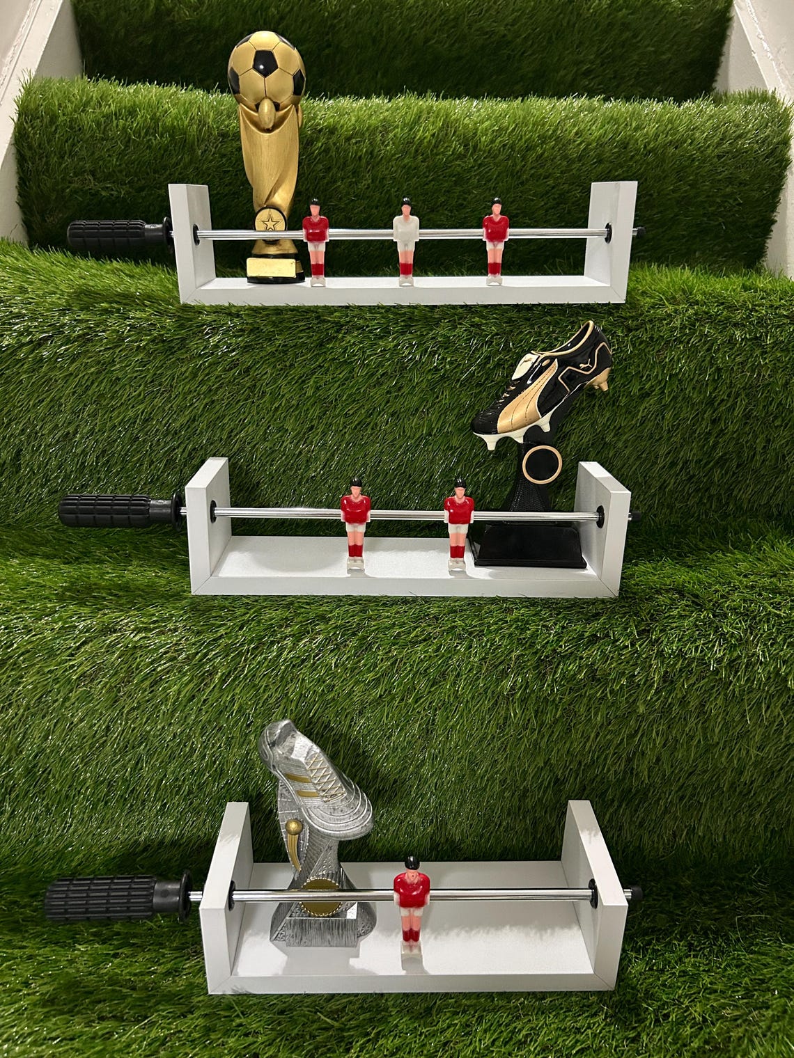 Quirky Bespoke Floating Football Shelves (set of 3 Differing Sizes ...