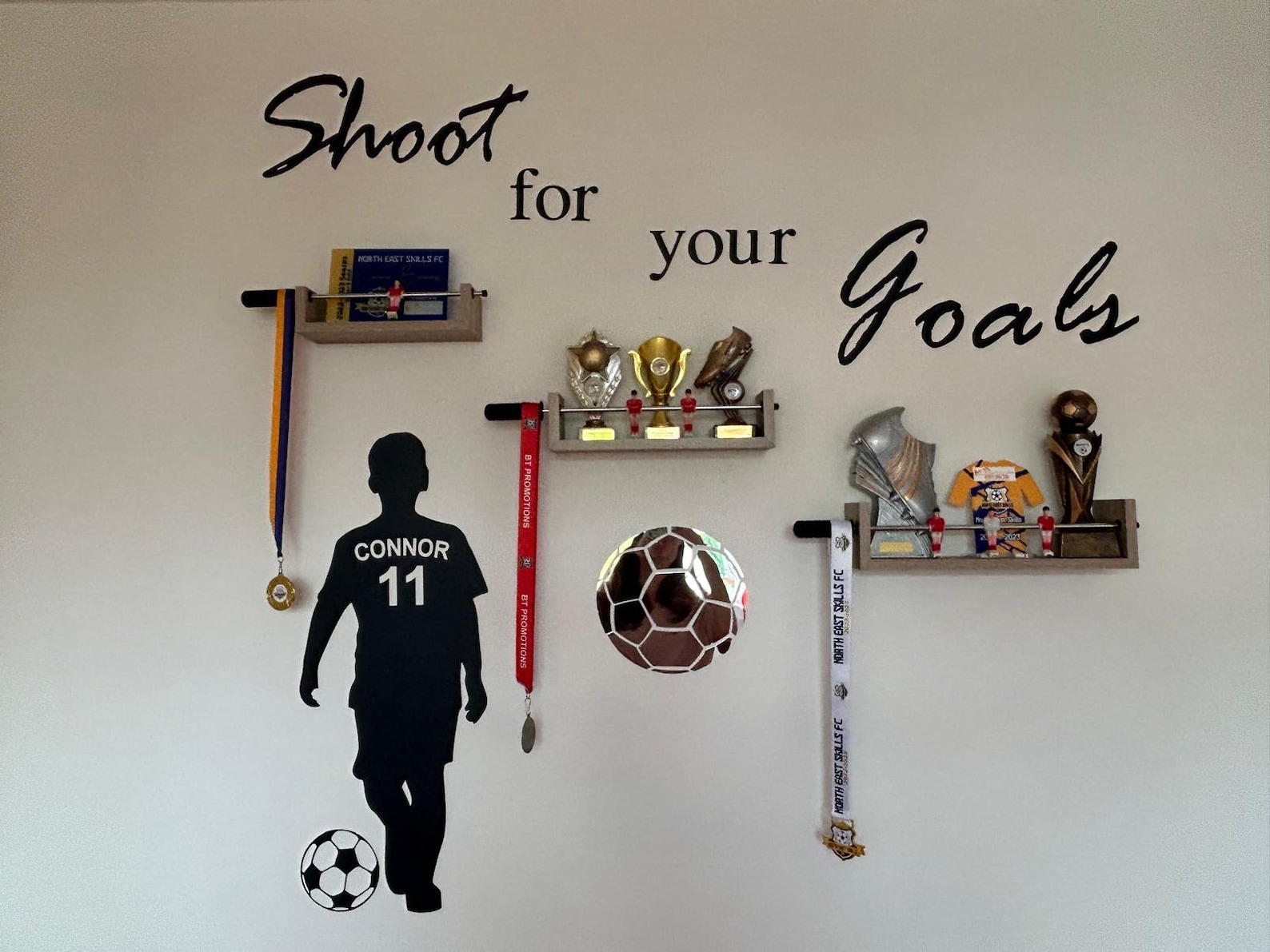 Quirky Bespoke Floating Football Shelves (set of 3 Differing Sizes ...