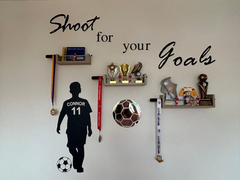 Quirky Bespoke Floating Football Shelves (set of 3 Differing Sizes ...