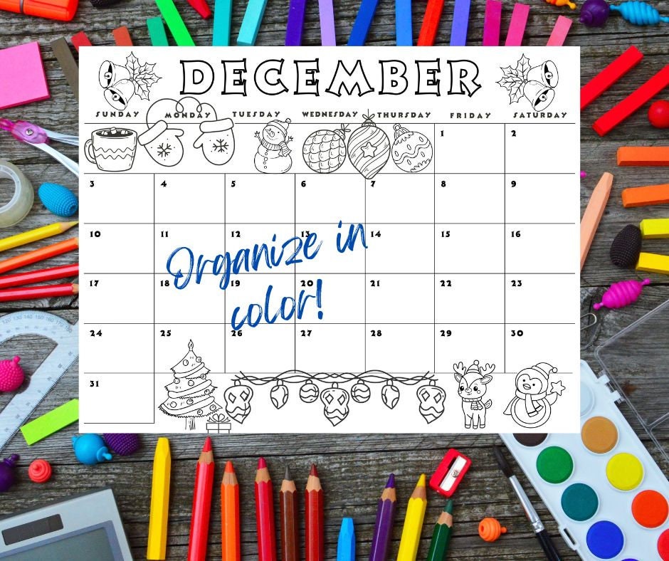 December 2023 Coloring Page Printable Calendar Unique and Fun PDF JPG ...