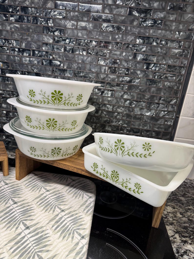 Vintage Fire-king Meadow Green Bakeware Collection | Milk Glass ...