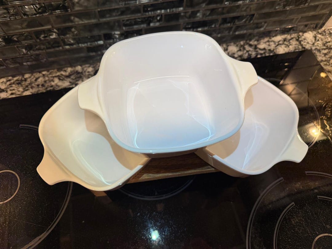 Vintage Corning Ware P-43-B White Square Casserole Dishes Set of 3 ...