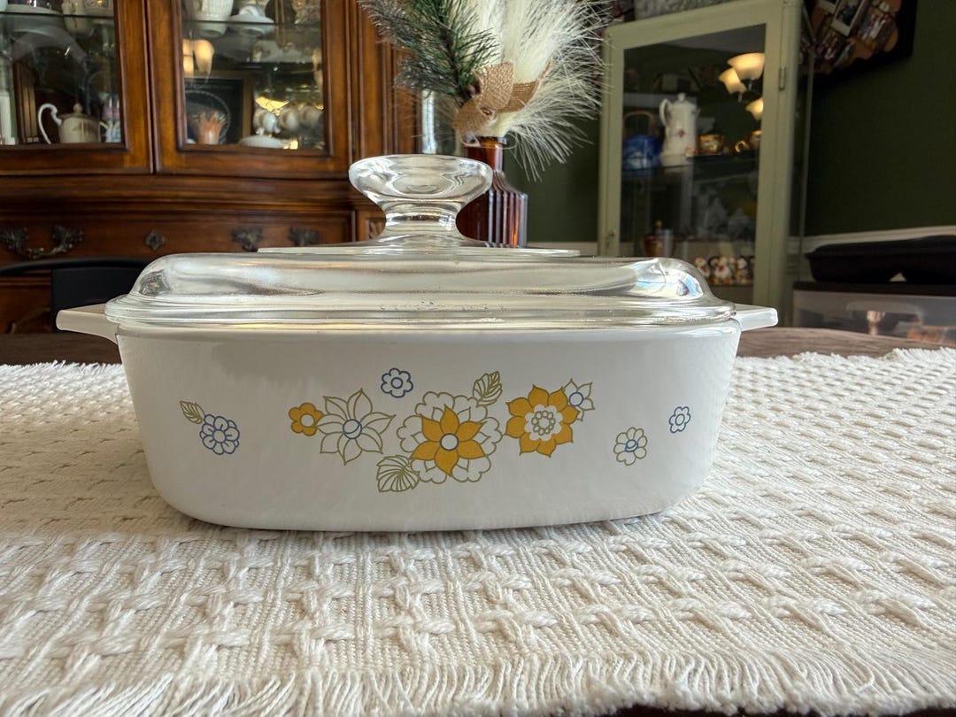 Vintage Corning Ware Floral Bouquet Casserole | 1 Qt Pyroceram Baking ...
