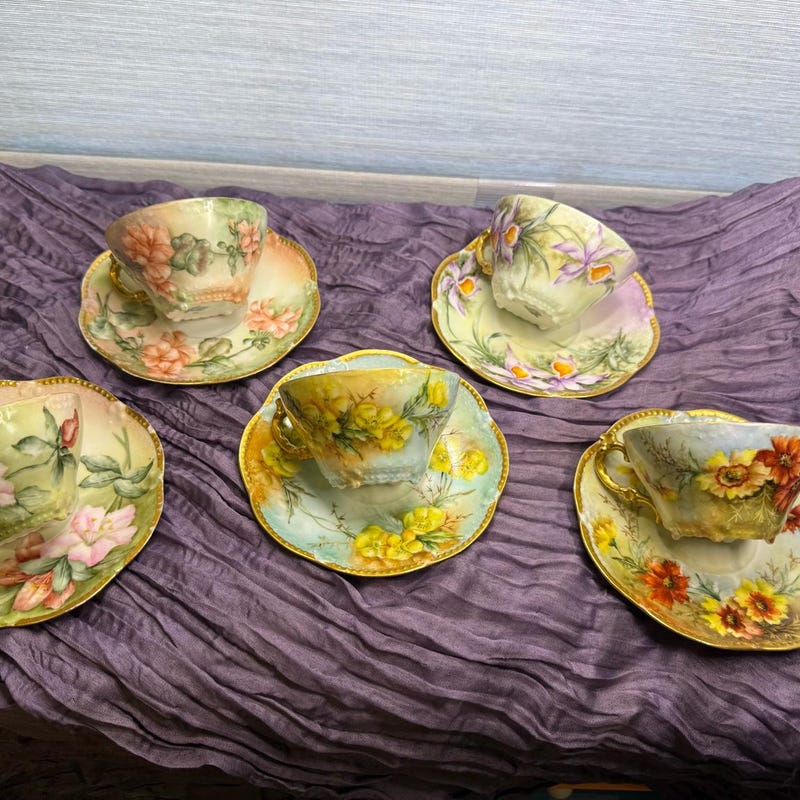 Hand Painted Antique Cups - Etsy
