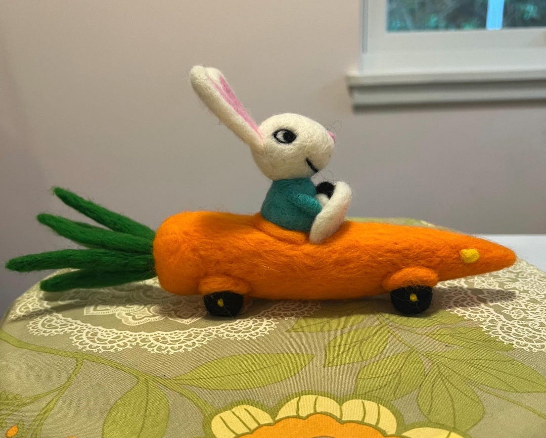 White Rabbit in Carrot Car - Etsy