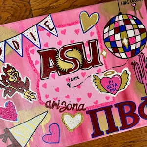 11”x14” College Girls Dorm Room Canvas Wall Art Decor Spirit Glitter ...