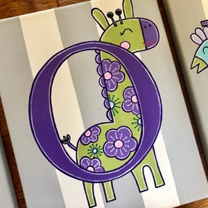 8" X 10" Purple Wildlife Safari Zoo Animal Personalized Name Wall ...