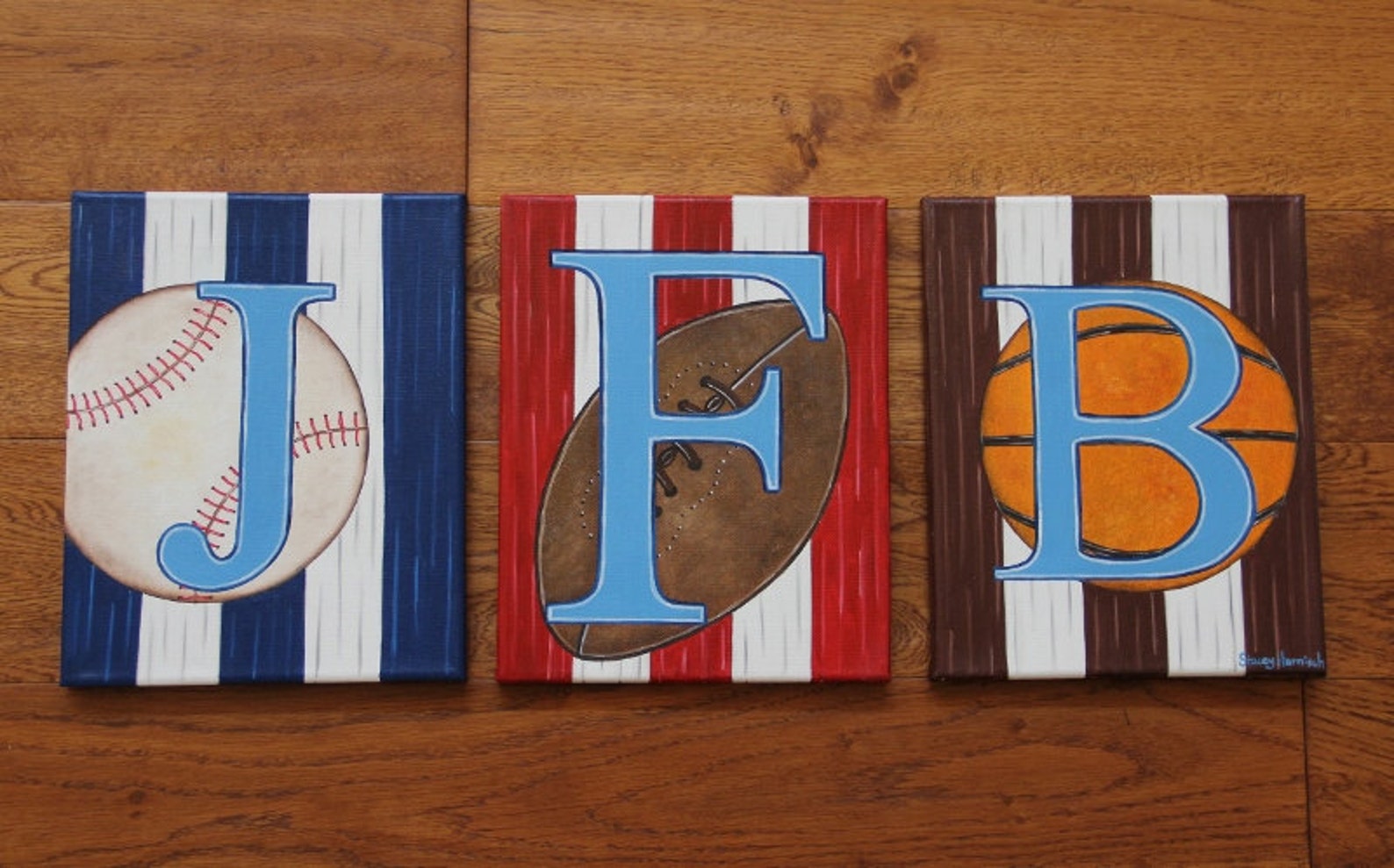 8 X 10 Three Monogrammed Initial Personalized Name - Etsy