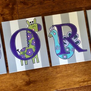 8" X 10" Purple Wildlife Safari Zoo Animal Personalized Name Wall ...