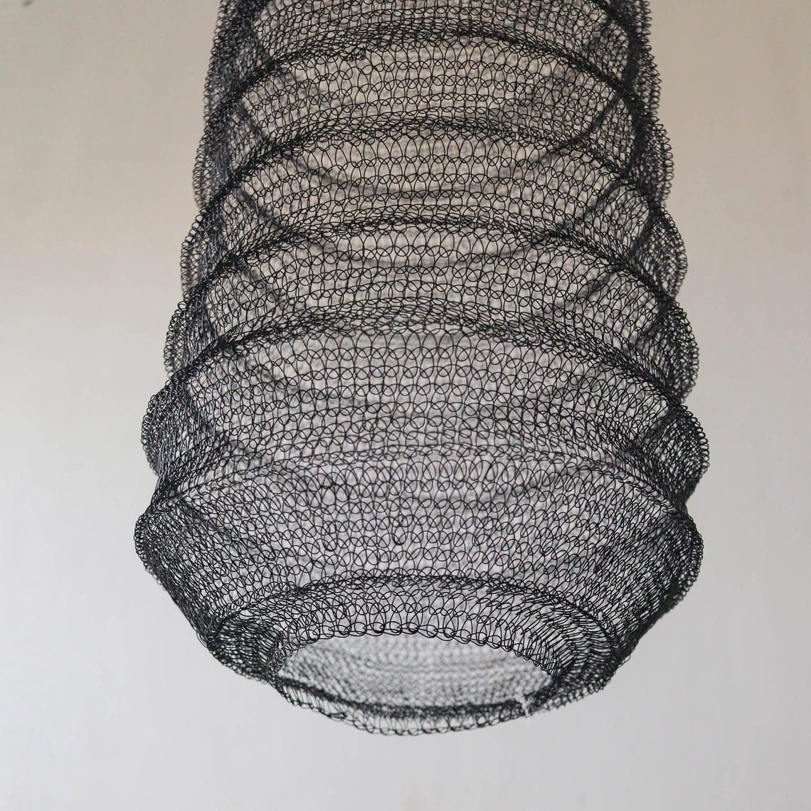 Hand-knitted Mesh Metal Lampshade, Black Wire Lantern, Tube Lamp Bali ...