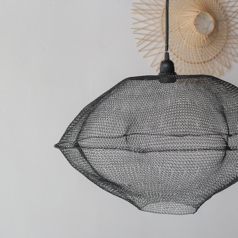 Handmade Mesh Ceiling Light in Black Cloud Design ,wire Mesh Chandelier ...
