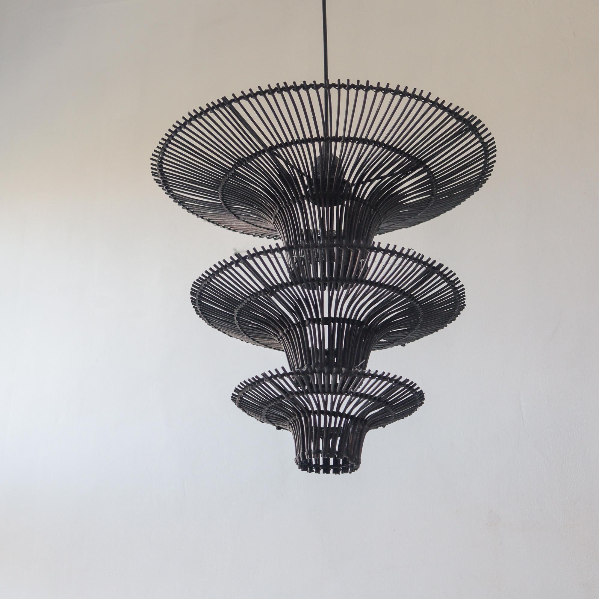 Rattan Lampshade Tiered in Black, Rattan Lamp,rattan Chandelier,rattan ...