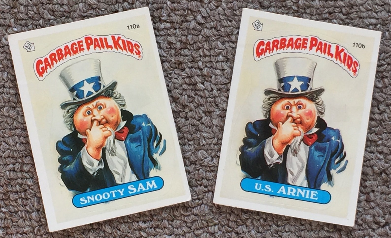 Garbage Pail Kids Sticker Cards Snooty Sam and U S Arnie From 1986 ...