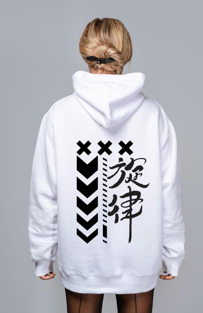 Japanese Tech Hoodie: Back Print Streetwear Fashion - Etsy