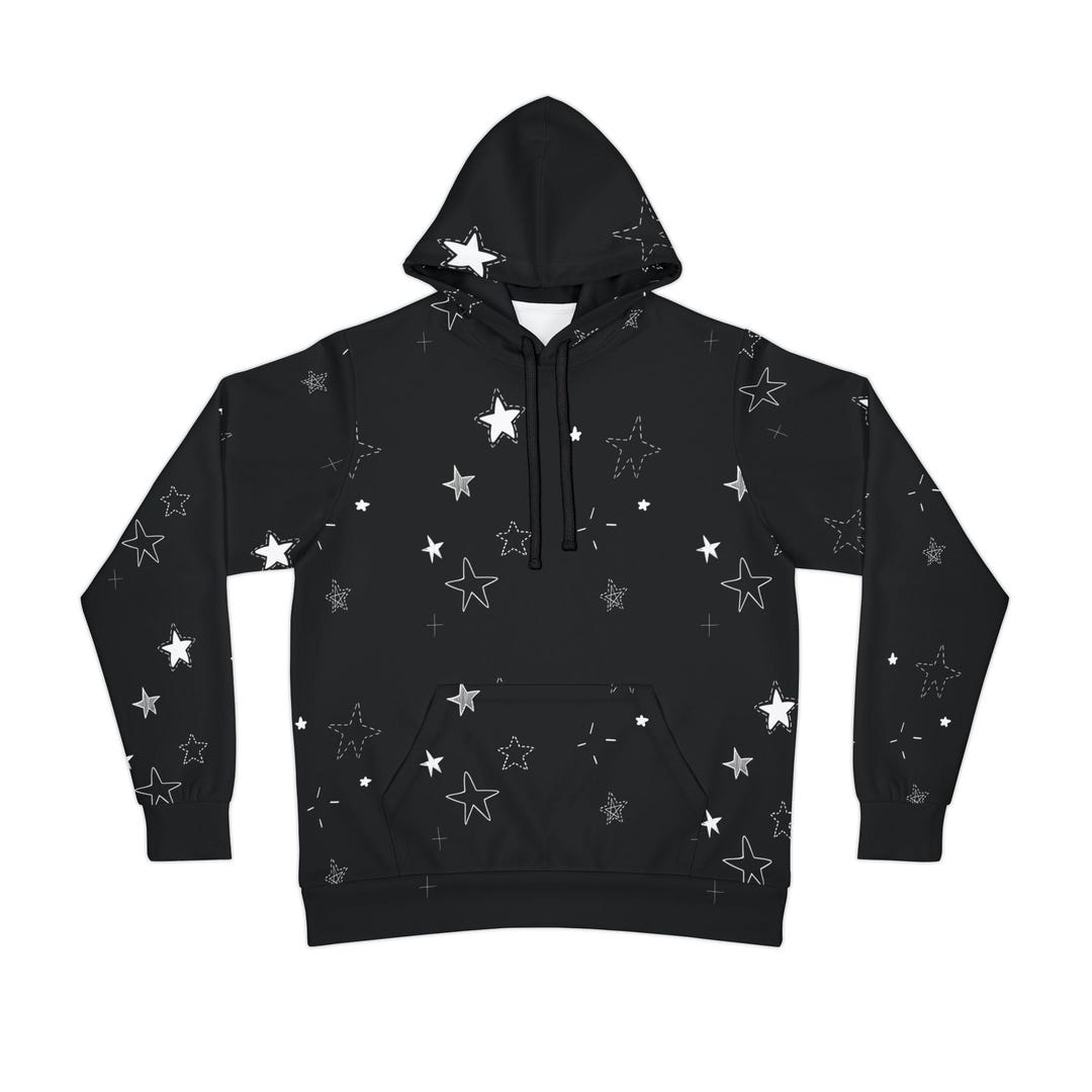 Cozy Black Hoodie With Subtle Starry Night Design Unisex, All-over ...