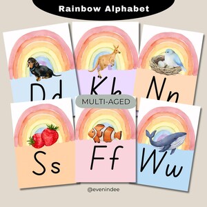 Educational Learning Watercolour Rainbow Alphabet Prints, Homeschooling ...