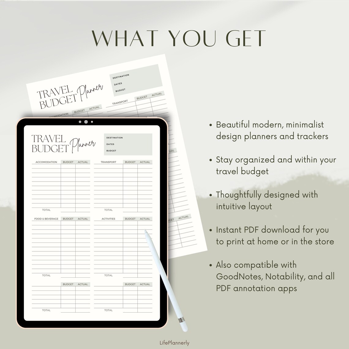 Travel Budget Planner Printable, Vacation Budget Worksheet Template ...