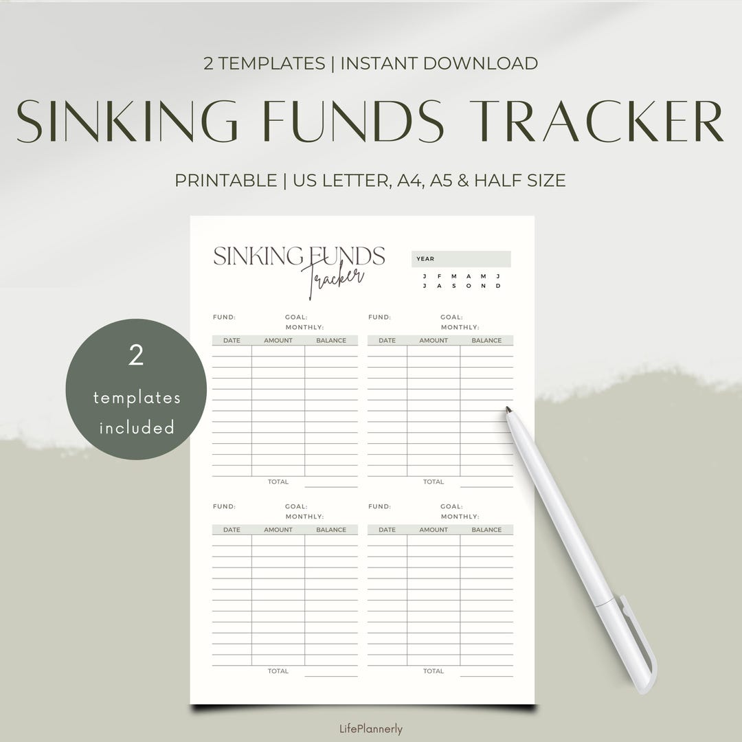 Sinking Fund Tracker Printable, Sinking Funds Template, Monthly Budget ...