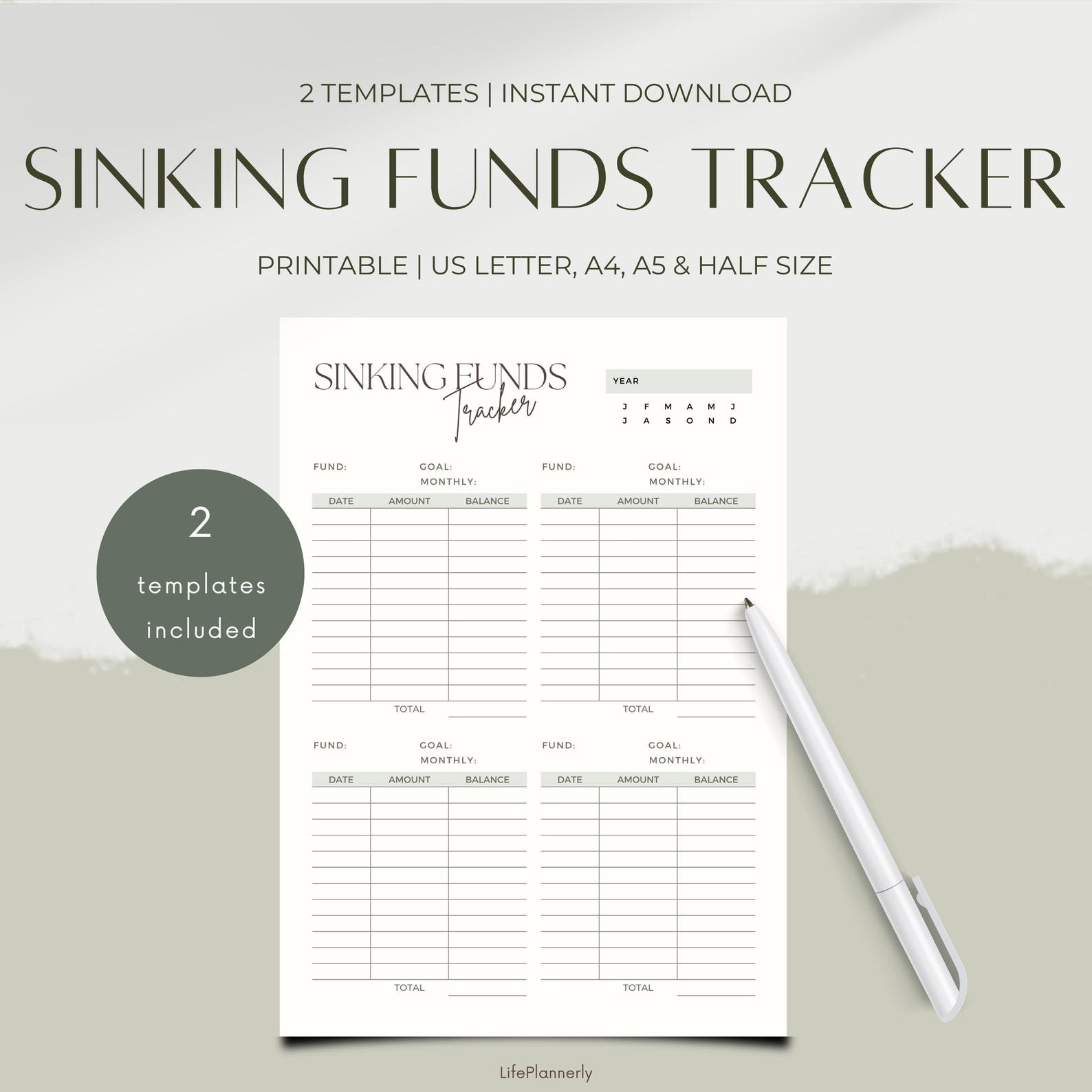 Sinking Fund Tracker Printable, Sinking Funds Template, Monthly Budget ...