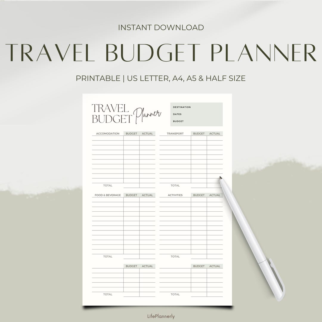 Travel Budget Planner Printable, Vacation Budget Worksheet Template ...