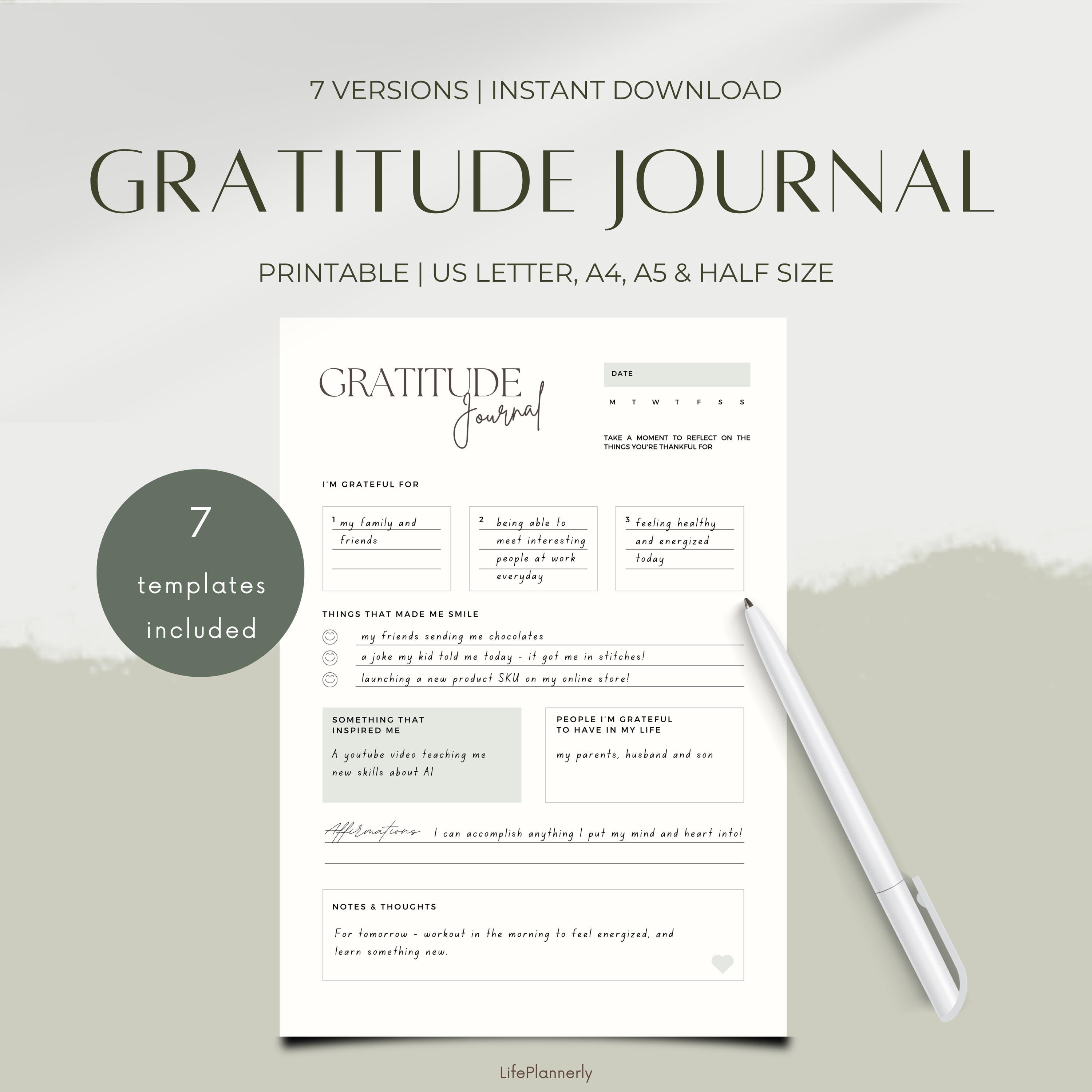 Weekly Gratitude Journal Printable Template, Monthly Gratitude ...