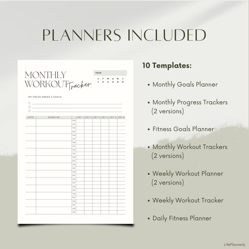 Workout Tracker Printable, Daily Monthly Exercise Planner, Weekly ...