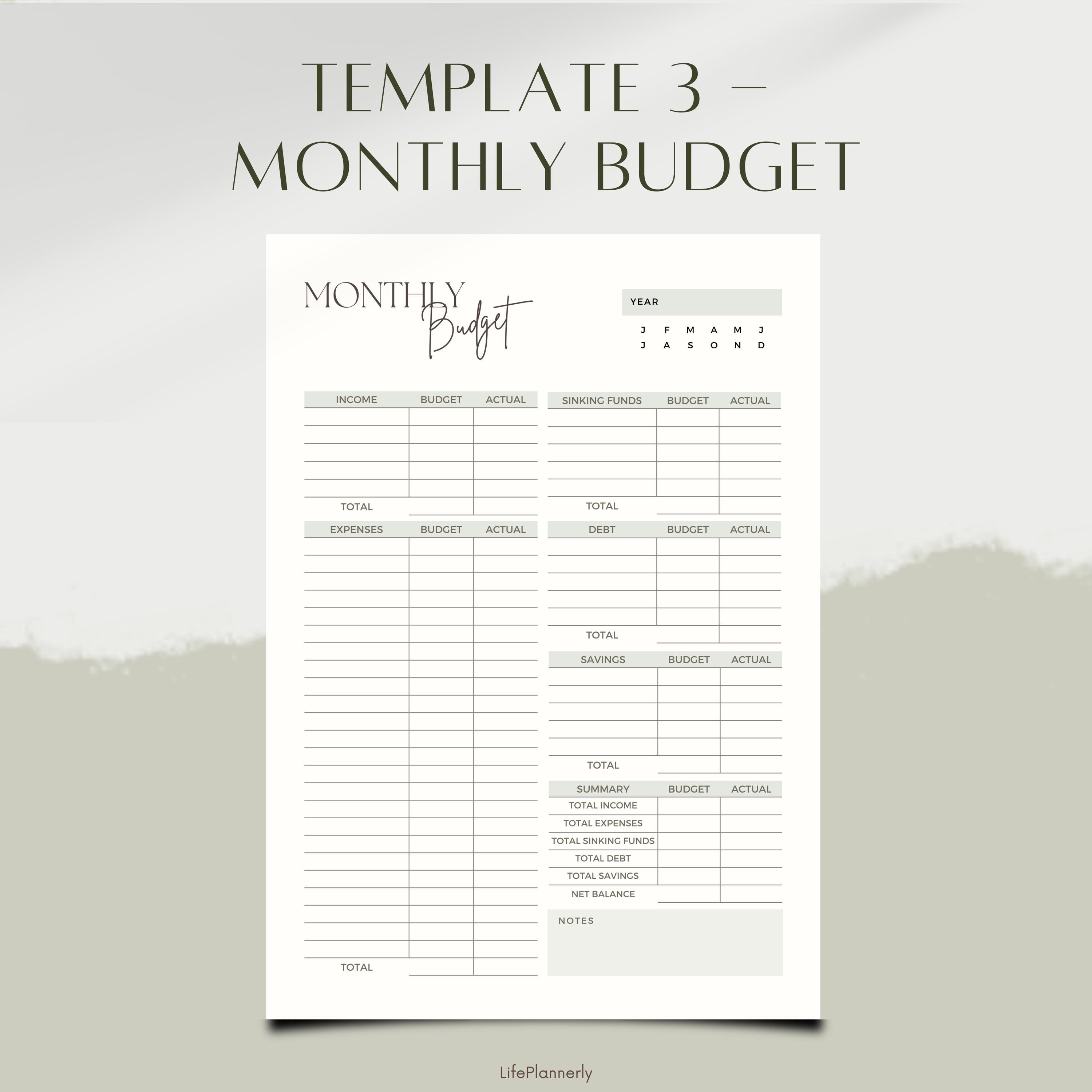 Budget Planner Printable, Monthly Budget, Financial Goals Planner ...