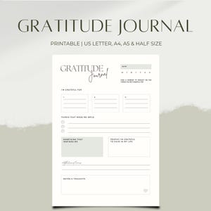 Weekly Gratitude Journal Printable Template, Monthly Gratitude ...