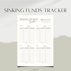 Sinking Fund Tracker Printable, Sinking Funds Template, Monthly Budget ...