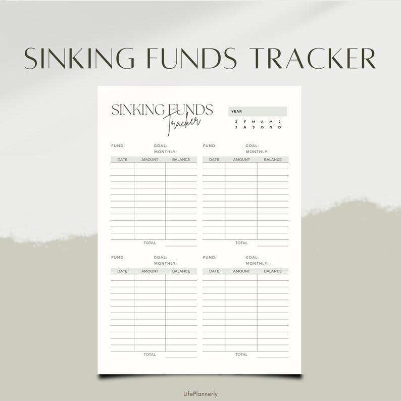 Sinking Fund Tracker Printable, Sinking Funds Template, Monthly Budget, Finance Tracker, Letter ...