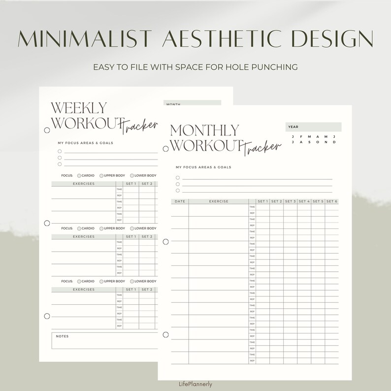 Workout Tracker Printable, Daily Monthly Exercise Planner, Weekly ...